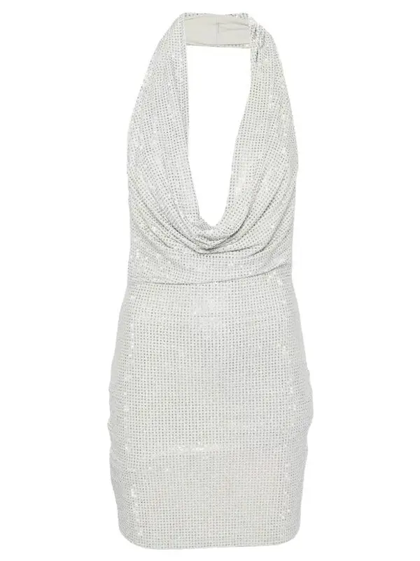 TWENTY FOURHAITCH Halterneck Mini Dress - Silver