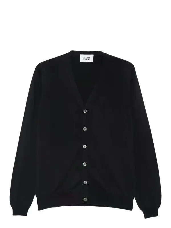 Alpha Studio Buttoned V-neck Cardigan - Blue