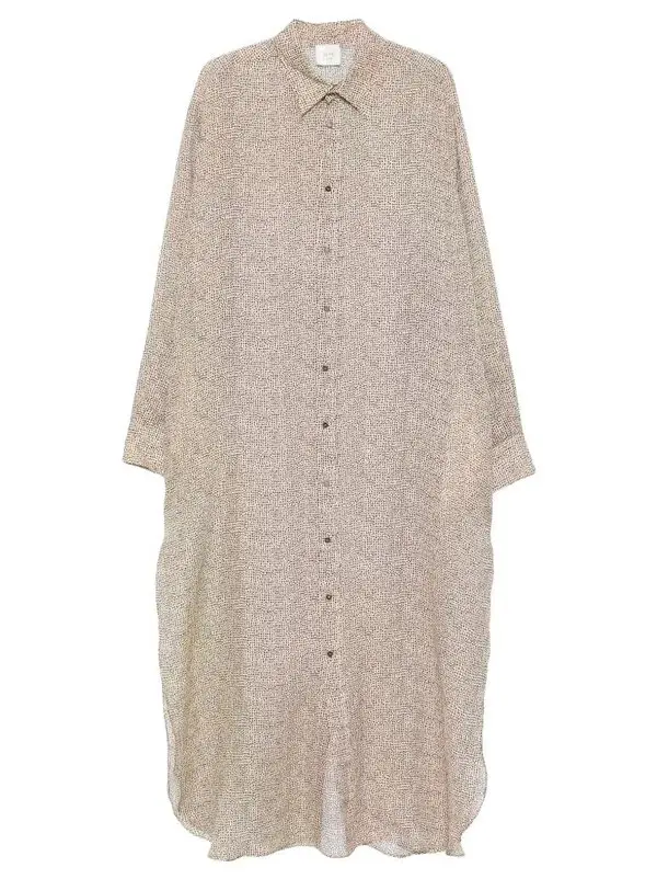 ALYSI Polka-dot Shirt Midi Dress - Neutrals