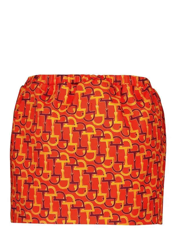 Gucci Printed Silk Mini Skirt With Horsebit Motif - Orange