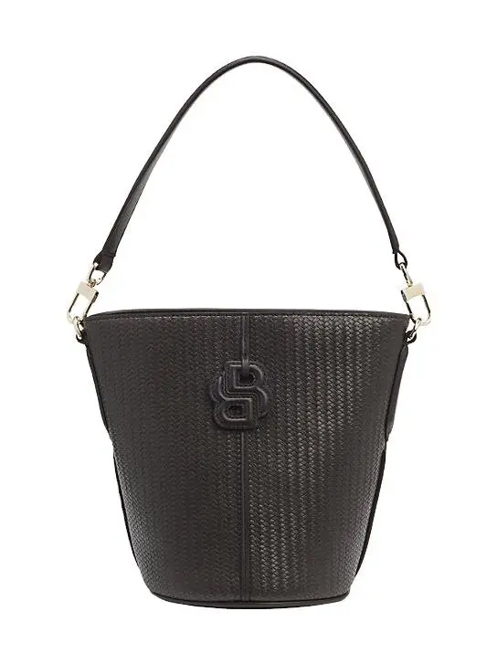 BOSS Logo-appliqué Faux-leather Bucket Bag - Dark Brown