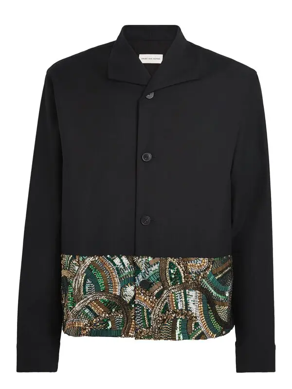 Dries Van Noten Cotton-wool Sequin Jacket - Black