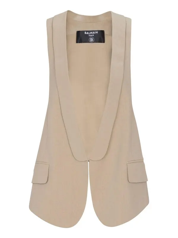 Balmain Linen-cotton Oversized Waistcoat - Beige