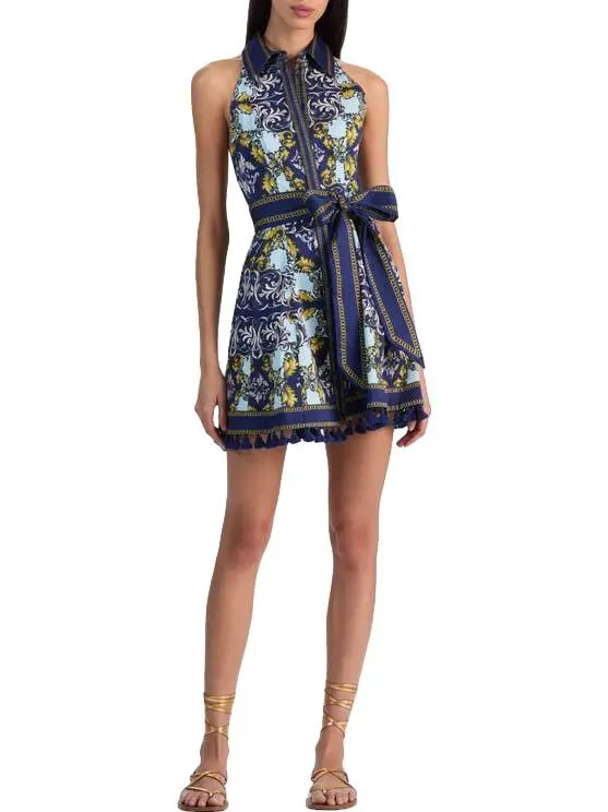 Alice + Olivia Lucy Print Mini Shirtdress - Antique Scroll