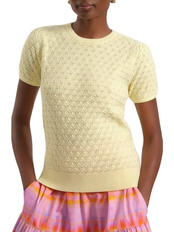 ISAAC MIZRAHI NEW YORK Cotton-blend Pointelle Sweater - Butter