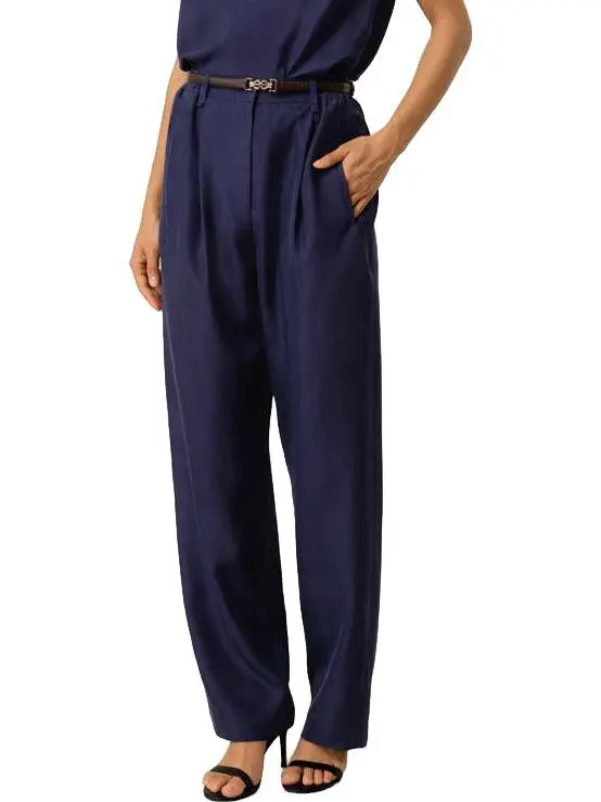 Lilysilk Sand-washed Silk Habotai Barrel Pant - Blueberry