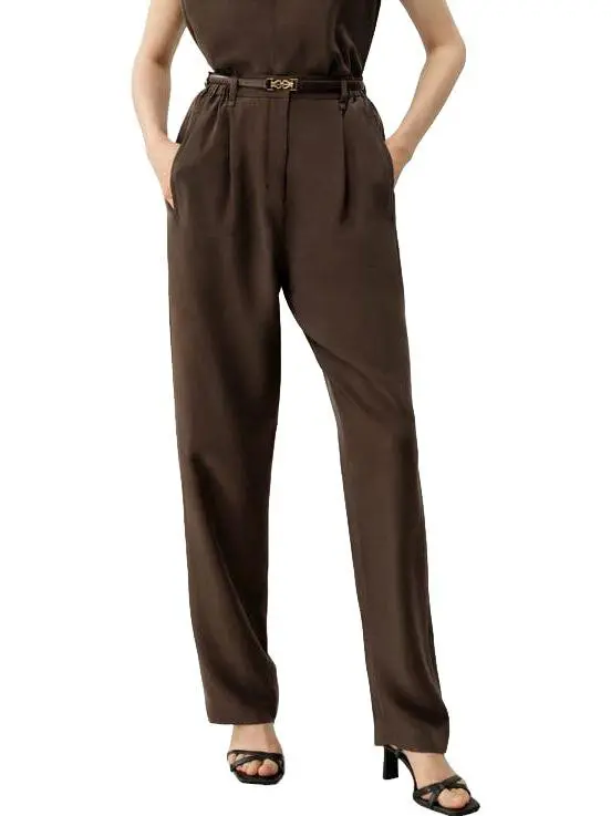 Lilysilk Sand-washed Silk Habotai Barrel Pant - Toffee