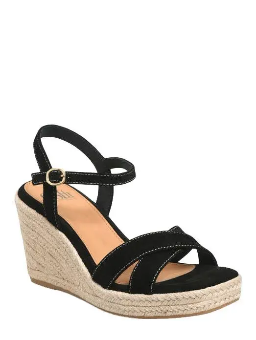 SOFFT Neely Ankle Strap Espadrille Sandal - Black Suede