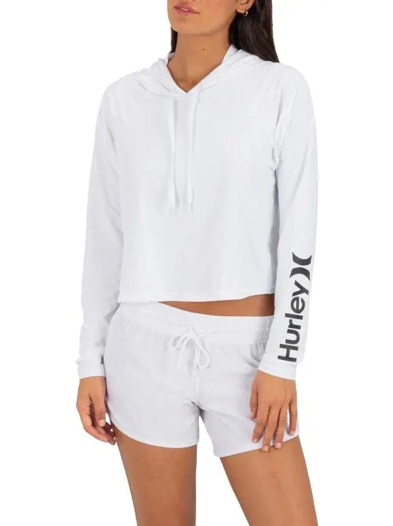 Hurley Cropped Cover-up Hoodie - White