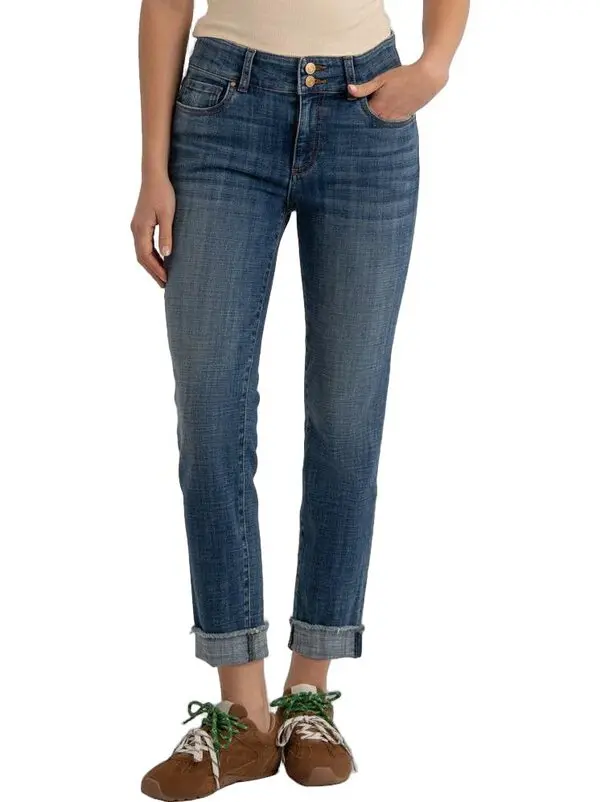 Kut From The Kloth Amy Frayed Mid-rise Crop Jeans - Wash