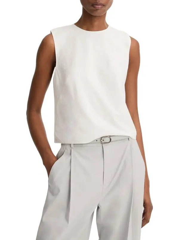 Vince Sleeveless Crop Top - Optic White