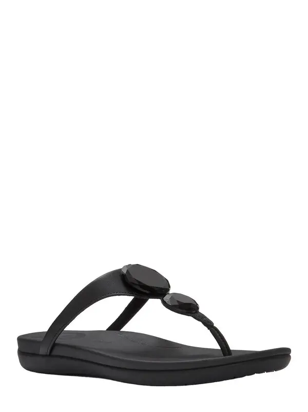 Fitflop Solay Glossy-disc Toe-post Sandals - Black