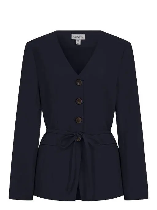 ALIGNE Parker Collarless Jacket - Navy