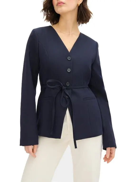 ALIGNE Parker Collarless Jacket - Navy