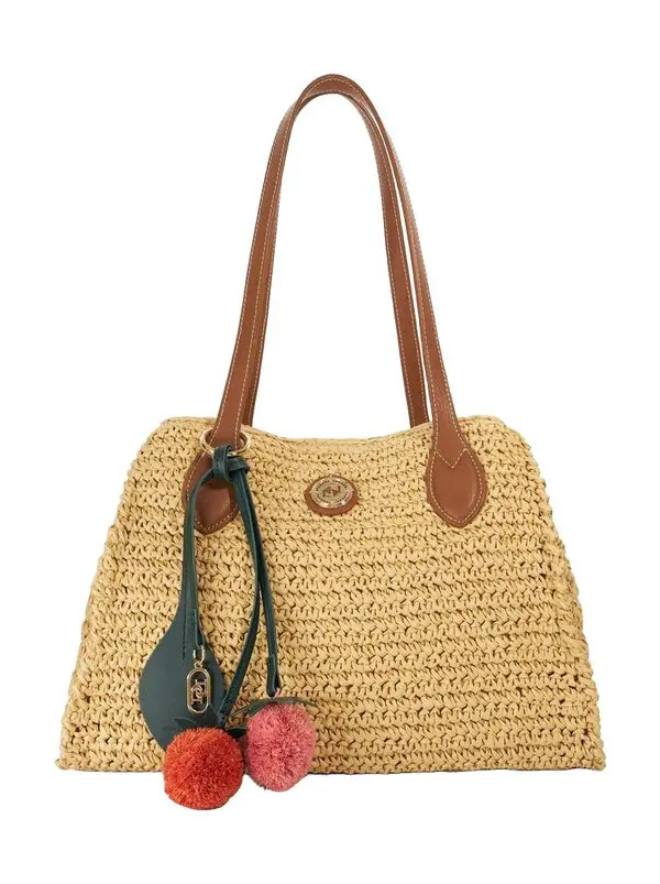Dune London Raffia Satchel With Removable Pouch - Natural