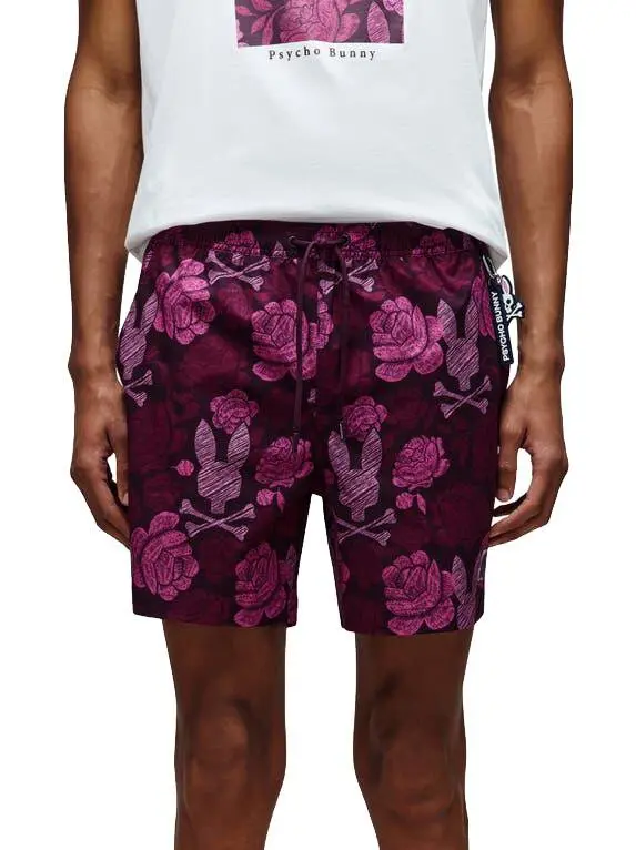 Psycho Bunny Printed Swim Trunks - Boysenberry