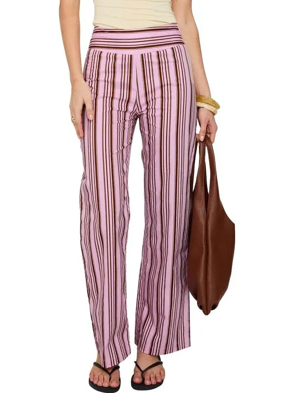 Princess Polly Leocadie Stripe Cotton Pants - Pink Stripe