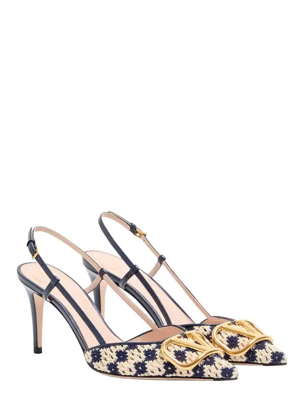 Valentino Garavani Vlogo Crochet Slingback Pumps - Navy