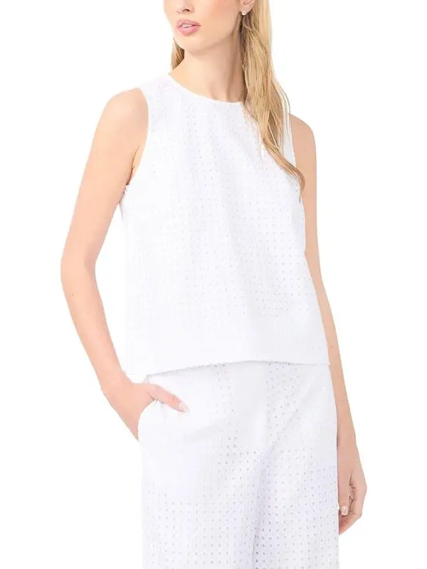 Halogen Eyelet Embroidery Shell - Bright White