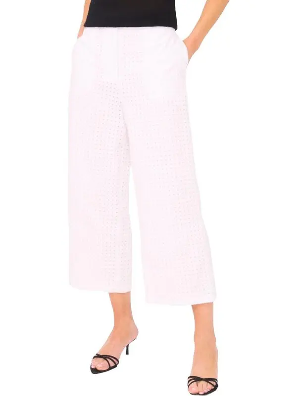 Halogen Eyelet Crop Straight Leg Pants - Bright White