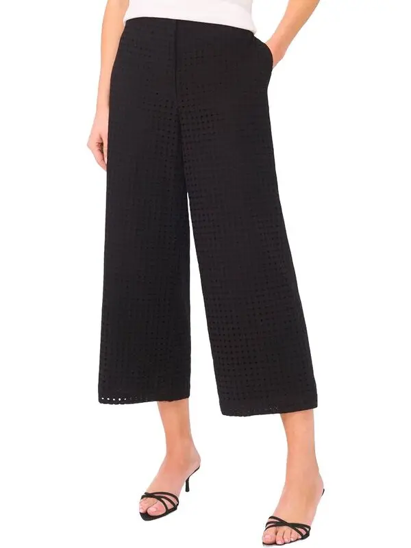 Halogen Eyelet Crop Straight Leg Pants - Rich Black 060
