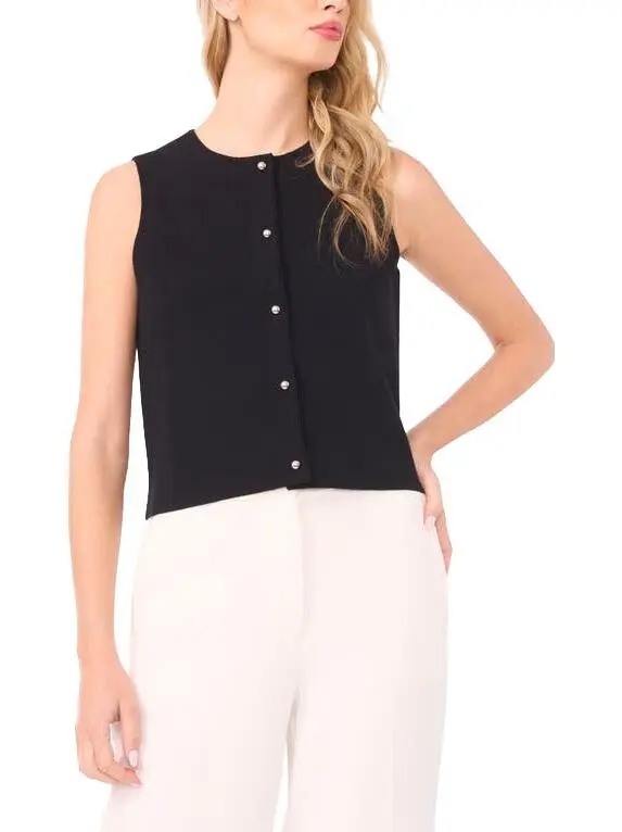 Halogen Knit Button-up Vest - Rich Black