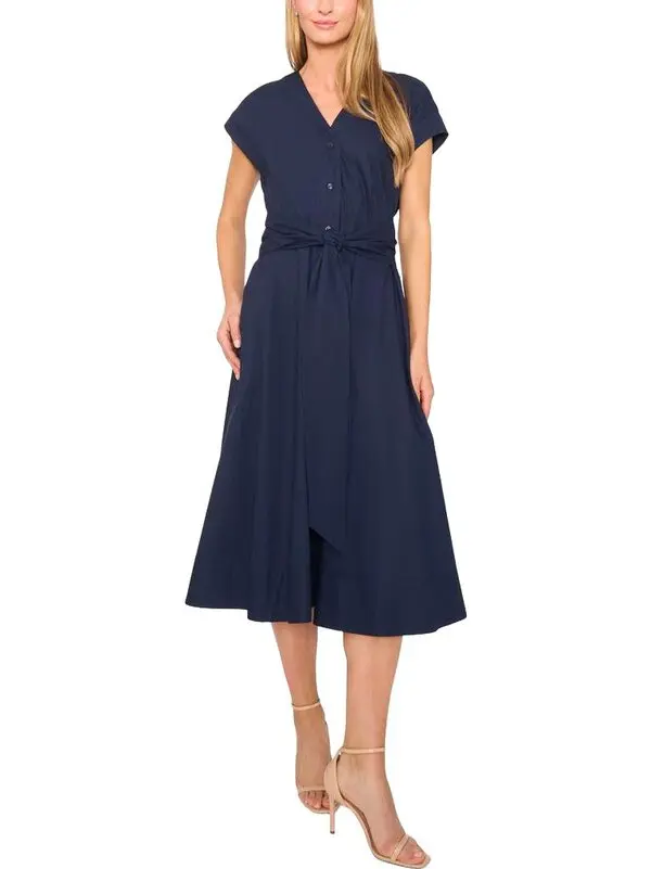 Halogen Tie Front A-line Dress - Baritone Blue