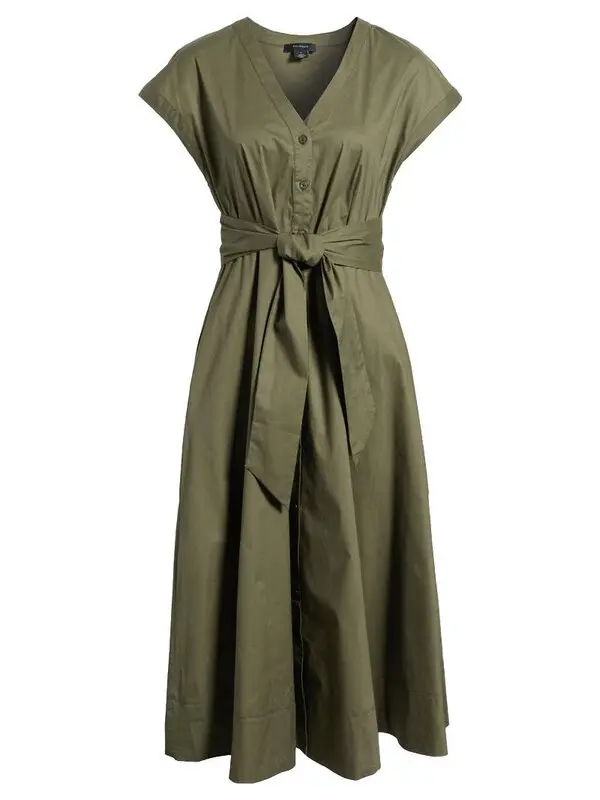 Halogen Tie Front A-line Dress - Olive Night