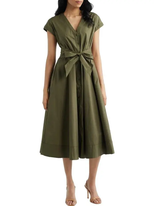 Halogen Tie Front A-line Dress - Olive Night