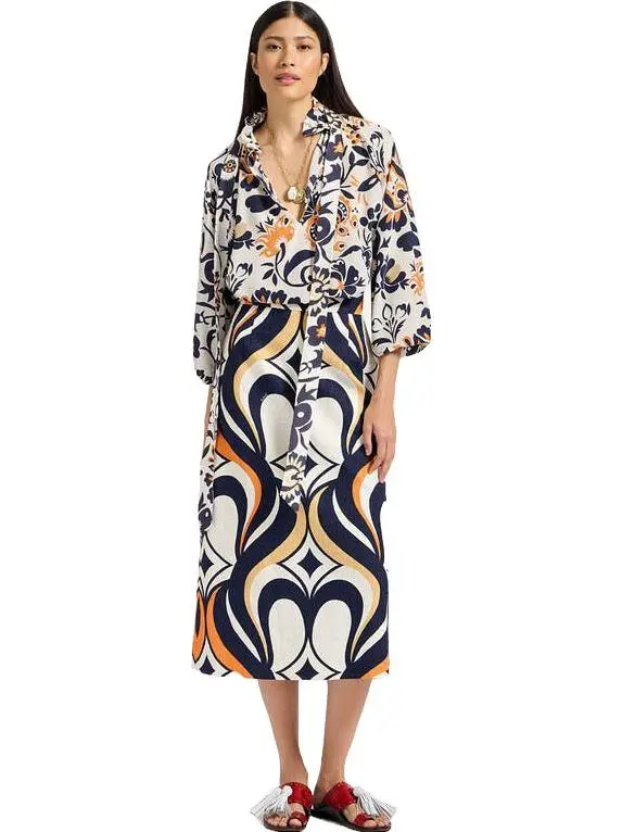 La DoubleJ Baia Flared Cotton Skirt - Jive Macro White