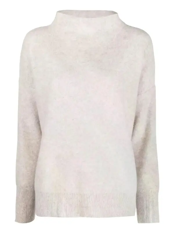 Vince Funnel Neck Rib-knit Pullover - Neutrals