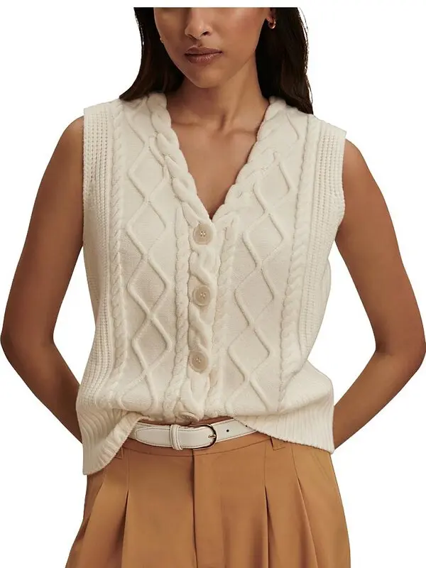 Varley Tatyana Cable Knit Vest - Egret