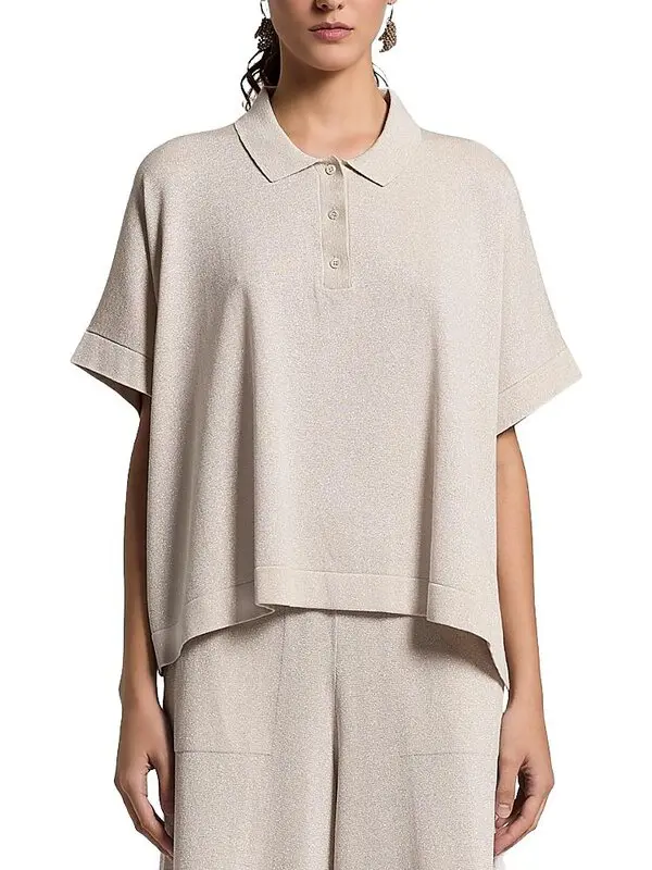 Peserico Short Sleeve Polo Sweater - Beige Birch