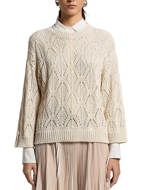 Peserico Pointelle Sweater - Beige Birch