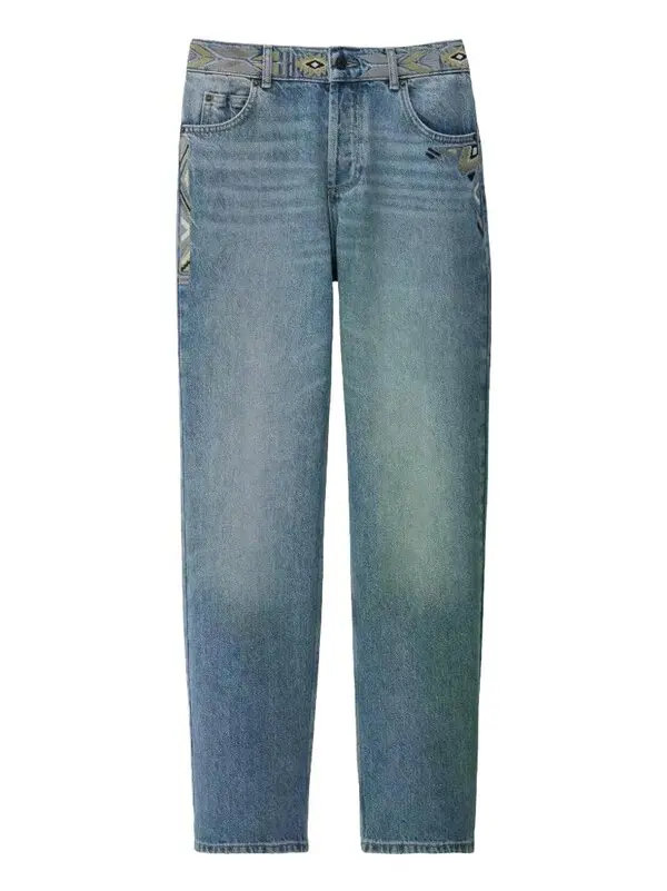 Ba&sh Rize Wide-leg Jeans With Embroidery - Blue