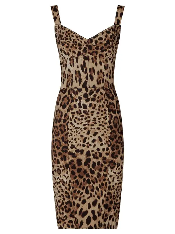 Dolce & Gabbana Leopard-print Cady Corset Midi Dress - Animal Print
