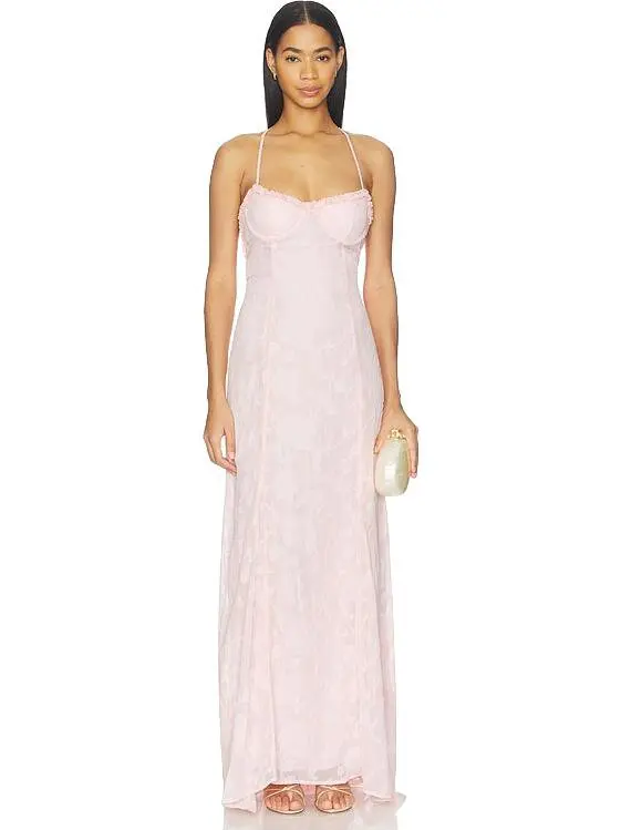 RUNAWAY THE LABEL Ellerby Frill Trim Maxi Dress - Musk