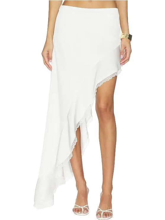 RUNAWAY THE LABEL Loana Wavy Hem Maxi Skirt - White