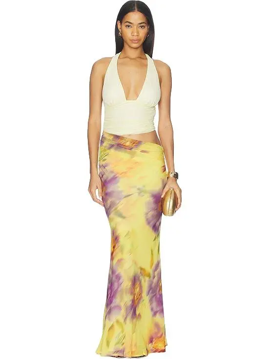 RUNAWAY THE LABEL Alexis Halter Cut Out Maxi Dress - Suri Yellow