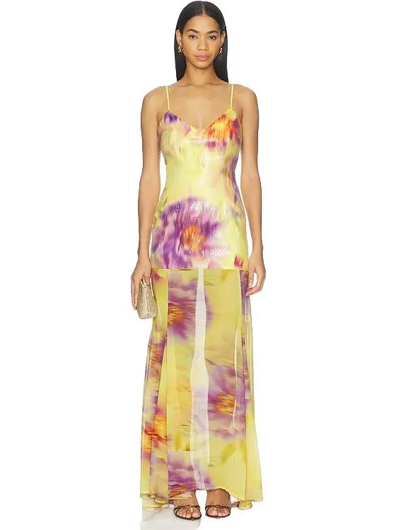 RUNAWAY THE LABEL Tulia Low Back Maxi Dress - Suri Yellow