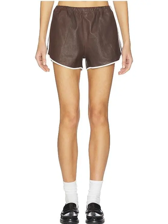 Sprwmn Dolphin Leather Short - Milk Chocolate & White