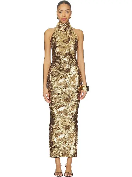 ZHIVAGO Florentine Sunset Metallic Dress - Gold