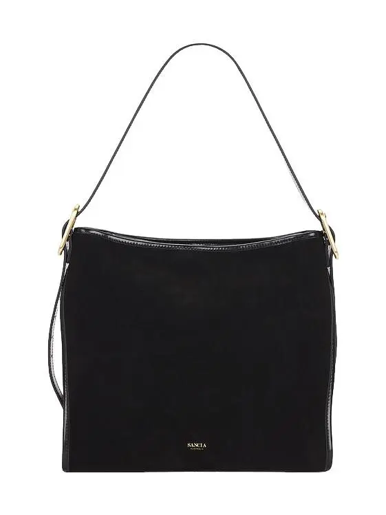 SANCIA The Moretto Shoulder Bag - Black Suede