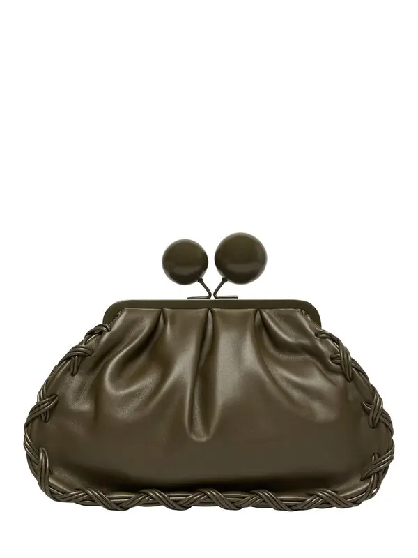 Max Mara Lamb Leather Pasticcino Clutch - Green