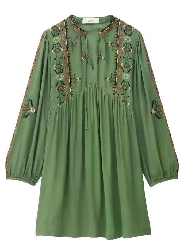 Ba&sh Telma Embroidered V-neck Dress - Green