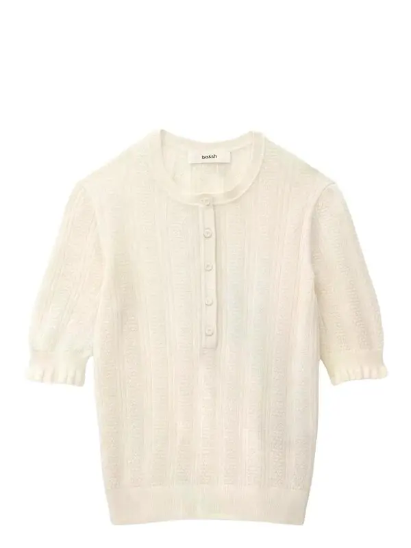 Ba&sh Viola Ruffled Polo Top - Neutrals