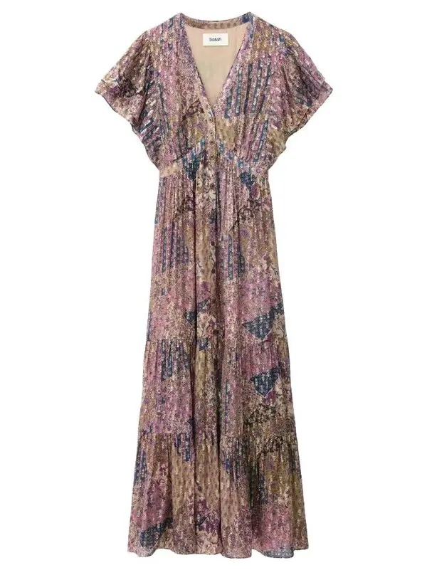 Ba&sh Floral-print V-neck Dress - Pink