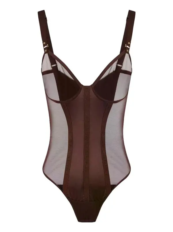 Elisabetta Franchi Metal Rings Straps Bodysuit - Brown