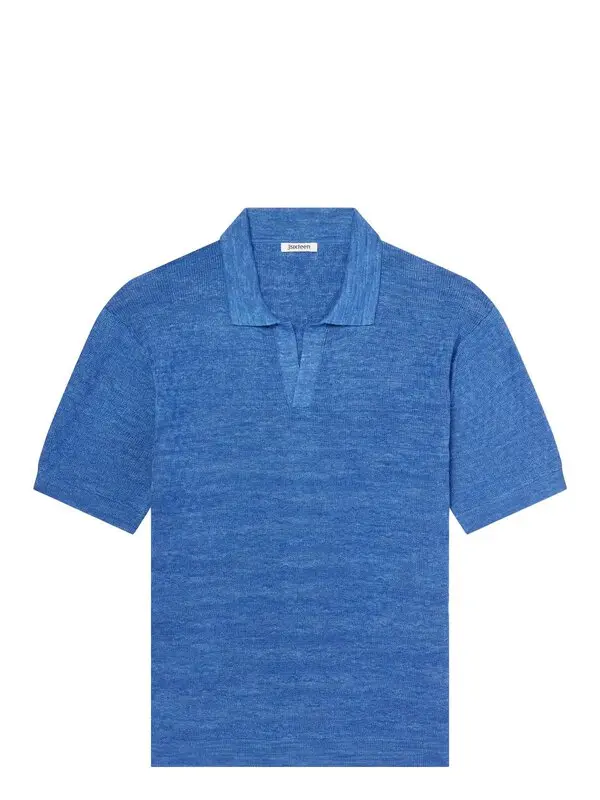 3sixteen Knitted Cotton Polo Shirt - Blue