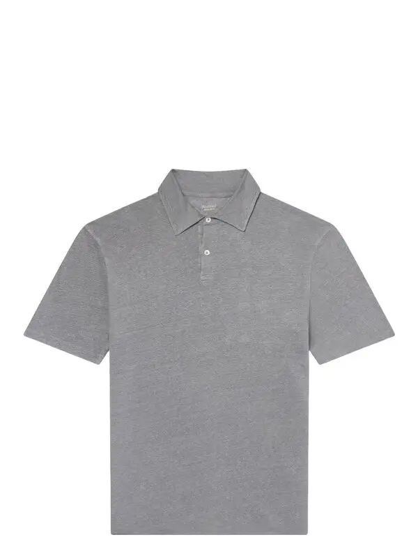 Hartford Knitted Linen Polo Shirt - Gray